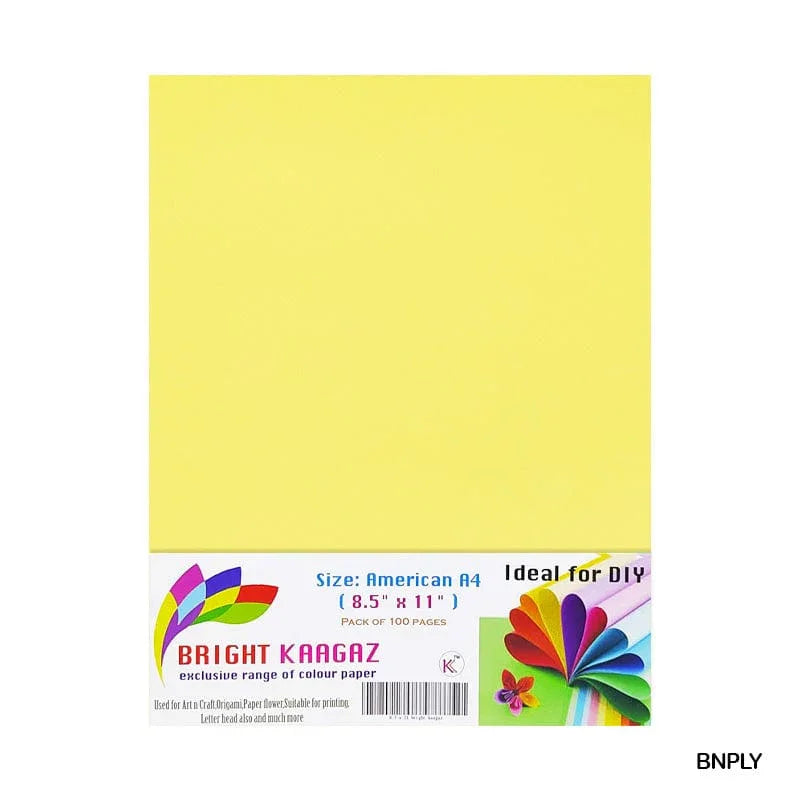 Bright Neon Colour Paper L Yellow 100 Sheet 8.5X11 (Bnply) – Inkarto