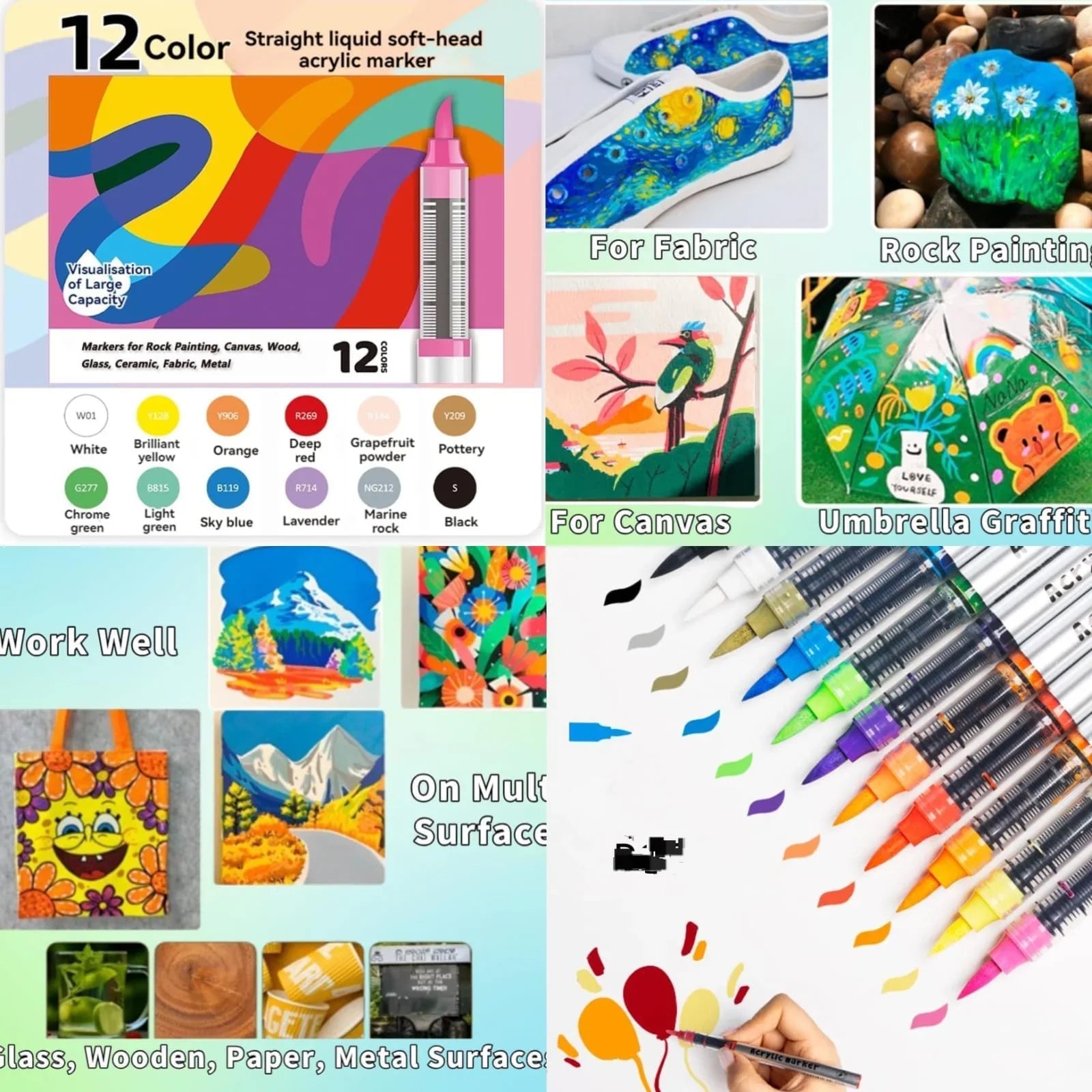 12 Colour Soft Markers - Assorted (Pack of 12) – Inkarto