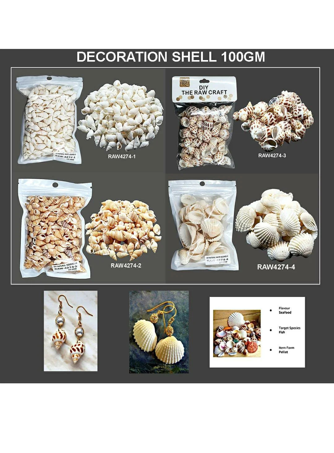 Decoration shells I 100 grams I Contains 1 Packet of Single design ...