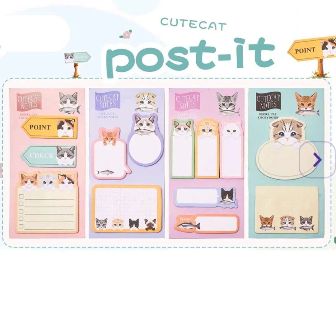 (Buy 1 Get 1 Free) 3-in-1 Cute Cat Sticky Notes | 25 Sheets Each – Inkarto