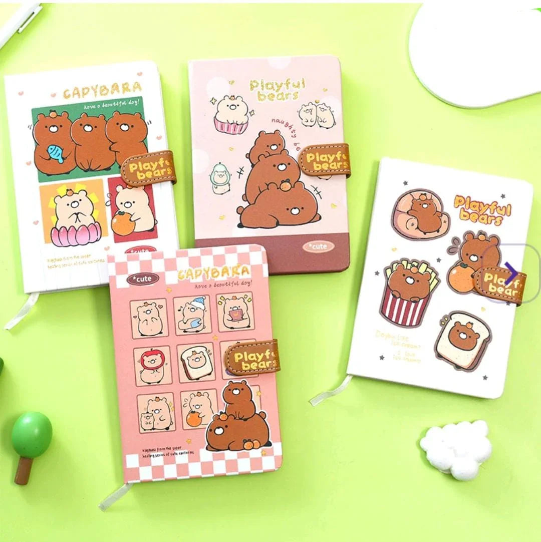 Pastel Capybara Journal Diary with magnet lock l A6 l Pack of 1 l Prin ...