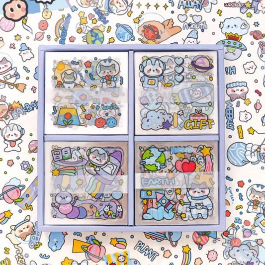 Cute Colourful Kawaii | Planet-space themed Stickers |Box Of 100 Stick ...