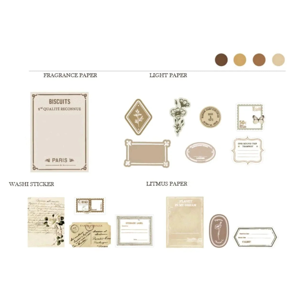 Mo-Card Pastel peach Japanese retro paper cutout- 30 pcs