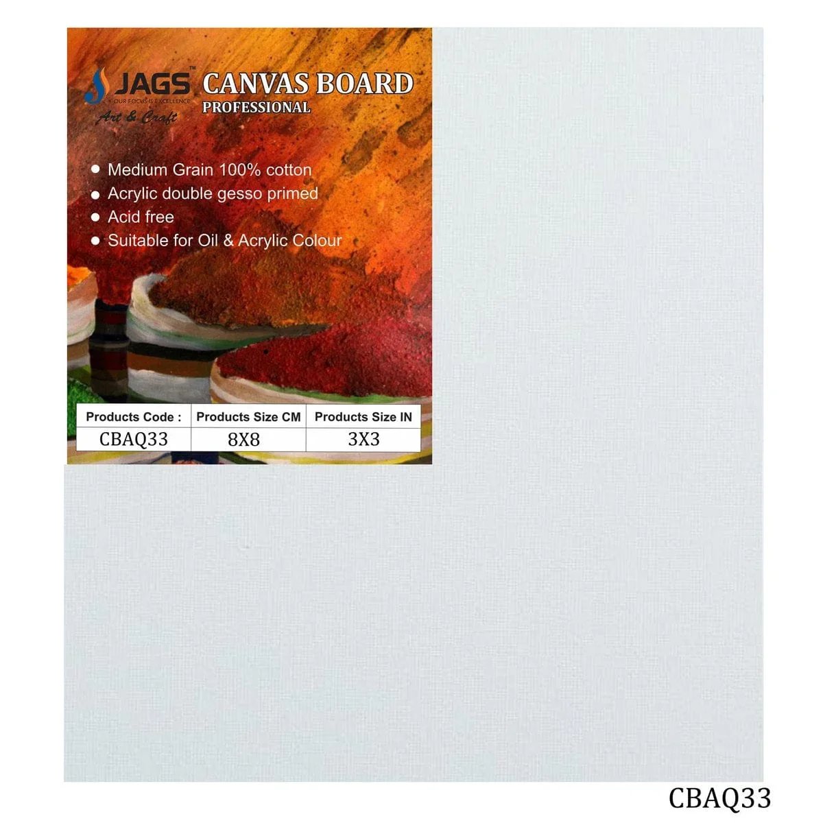 Canvas Board Artist Quality White 3X3