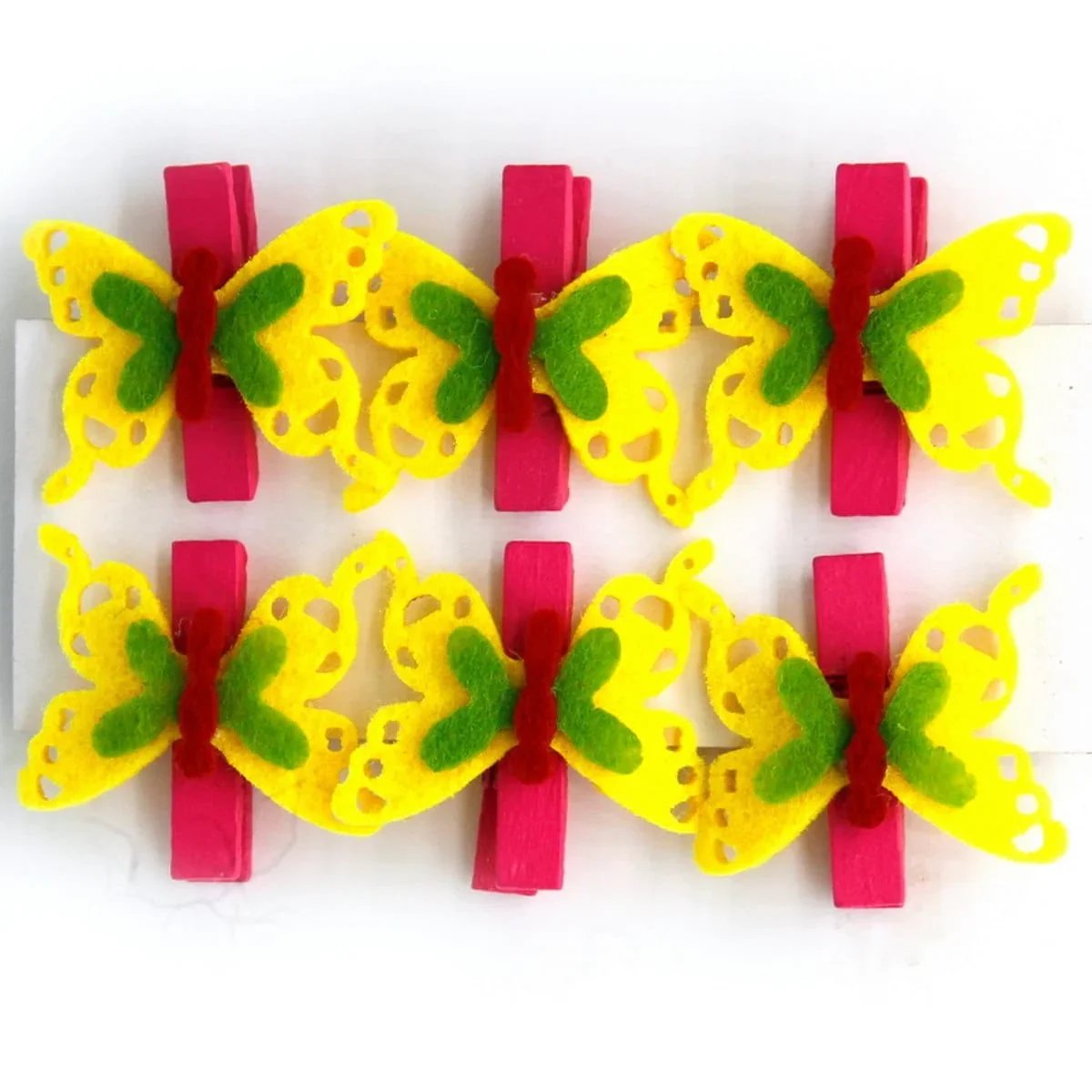 Enchanting Flutter: Craft Wooden Clip Set - 6-Piece Butterfly Collecti
