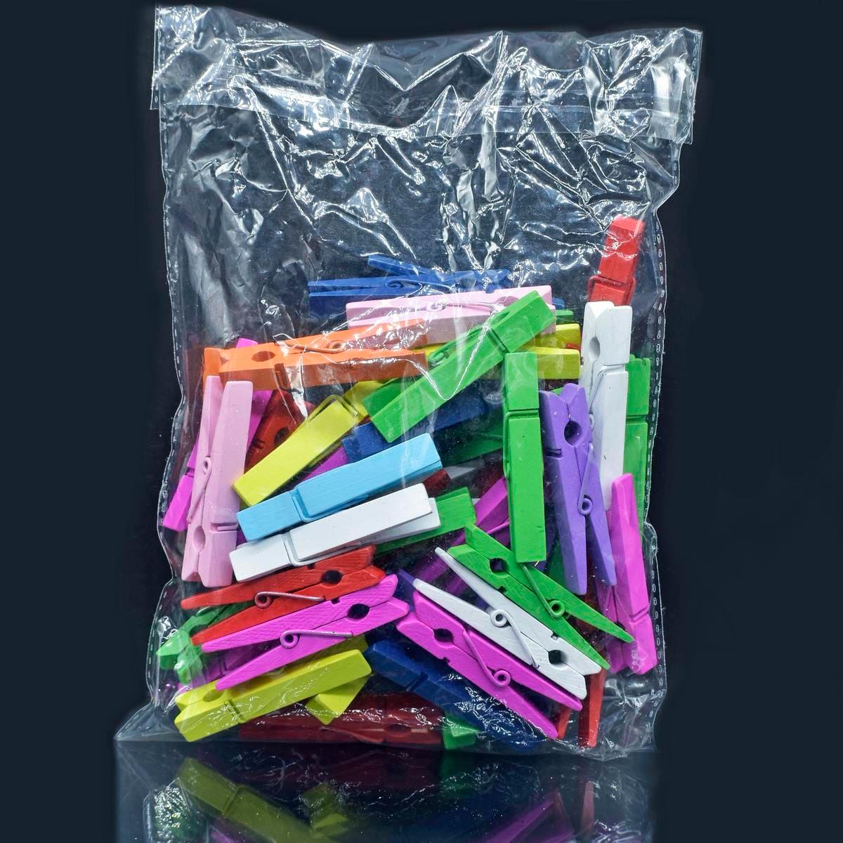 Grand Impressions: Wooden Clip Set - 50 Pcs Big Colorful Clips (60mm)