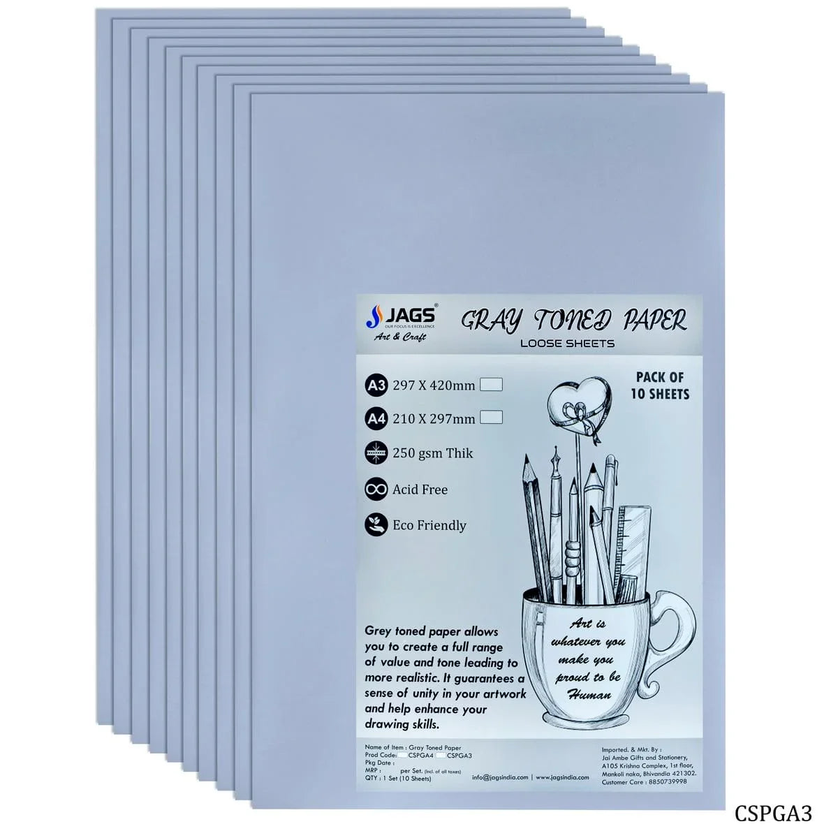 Card Stock Paper Gray A3 250Gsm 10Sheet