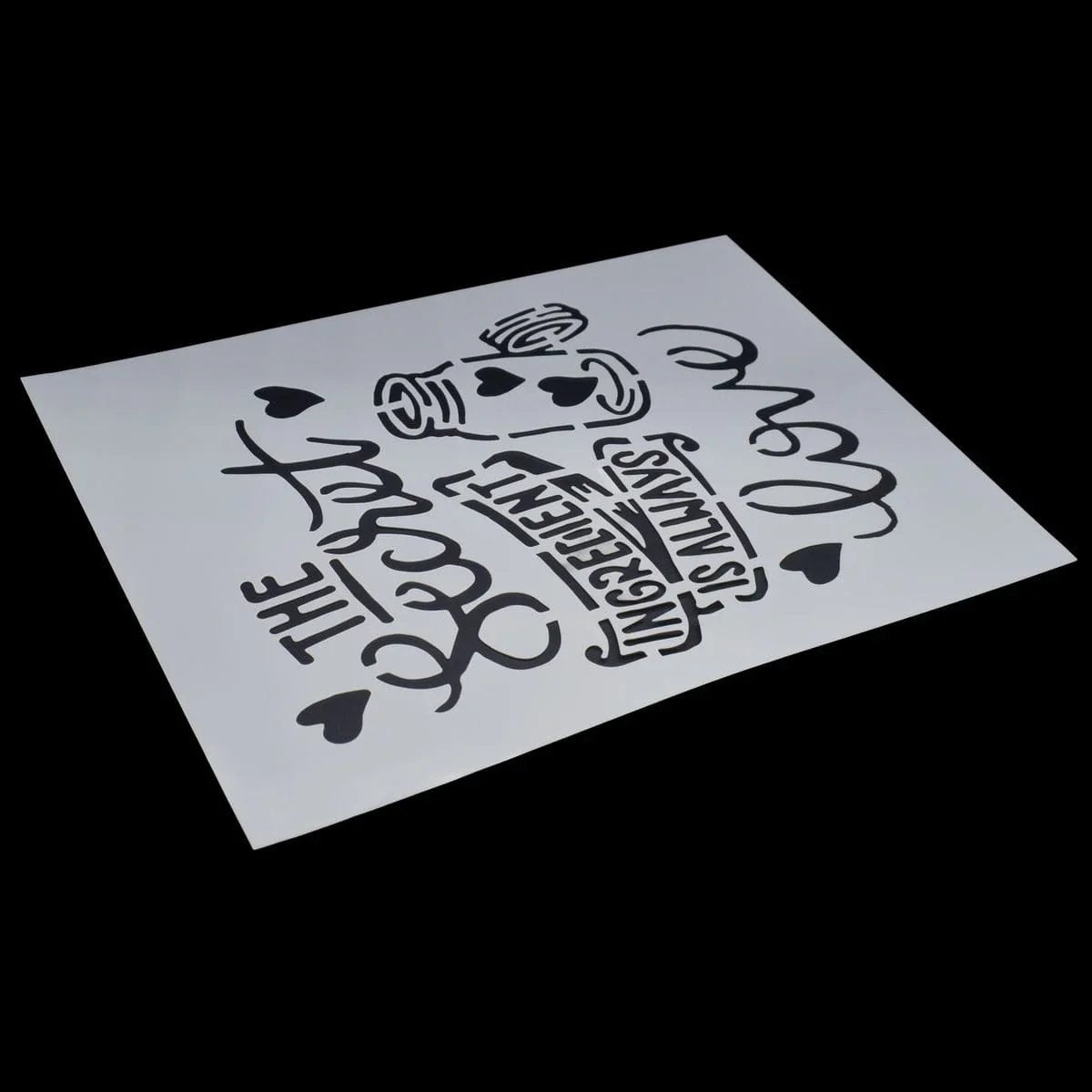 Love-Inspired Delight: Stencil Plastic A5 Size - The Secret Ingredient