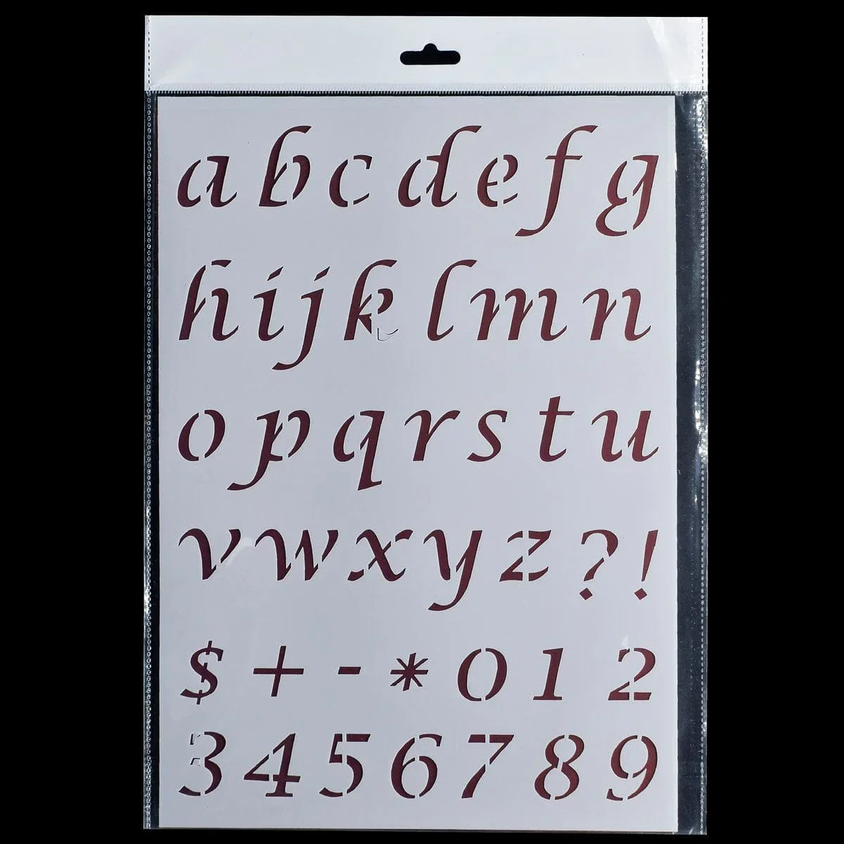 Drawing Stencil Plastic A4 A to Z/0 to 9 Small letter symbols – Inkarto
