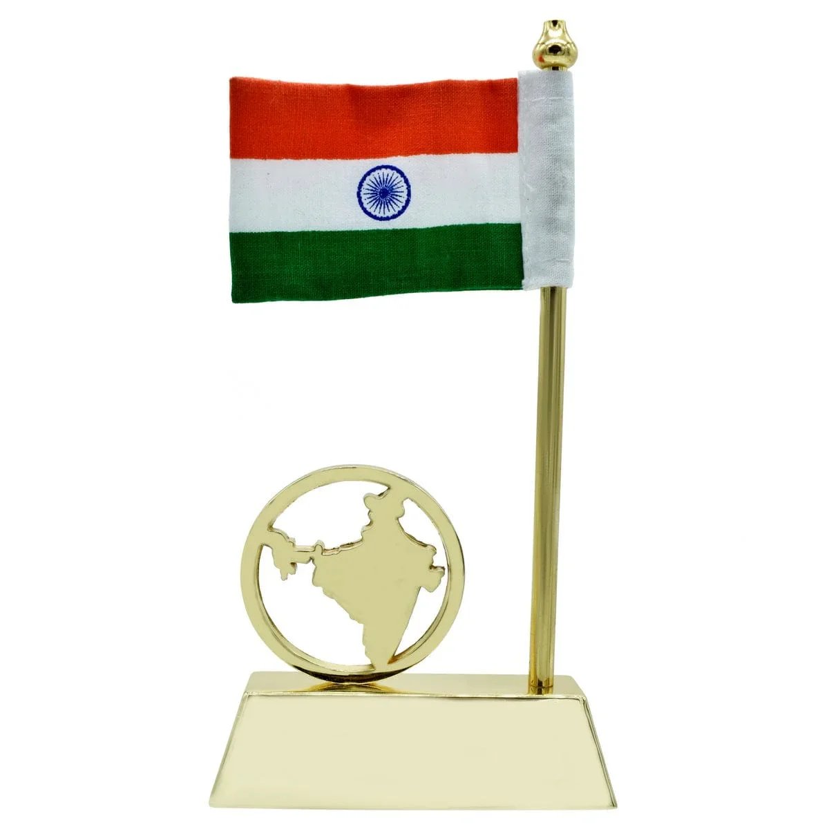 Table Top Flag With India Map Long Golden TT632GD