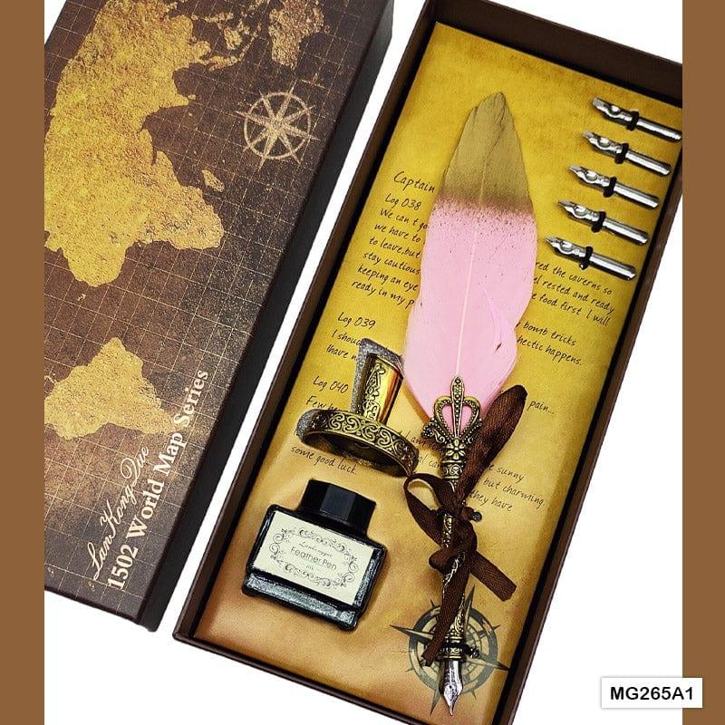 Feather Ink Pen Box Set Gold Mg265A1 – Inkarto