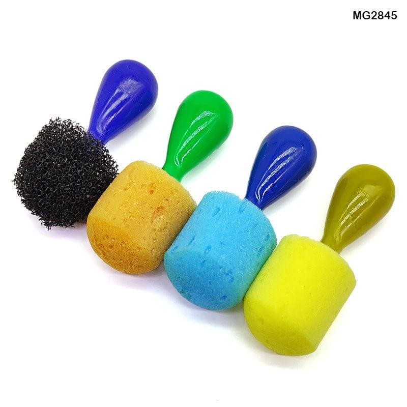 4-Piece Sponge Art Stamp Set with Plastic Handles – Inkarto