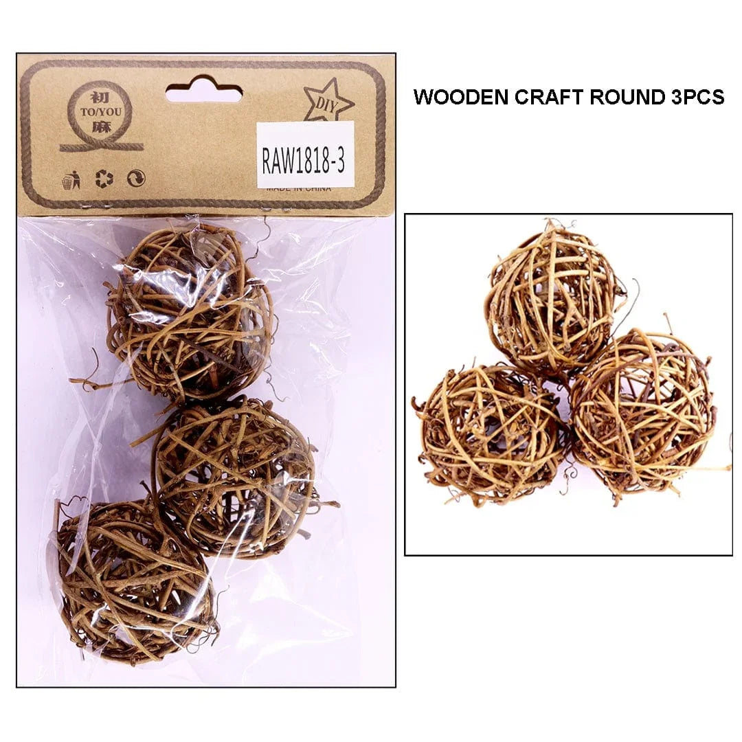 Wooden Craft Round Balls 3Pcs – Inkarto