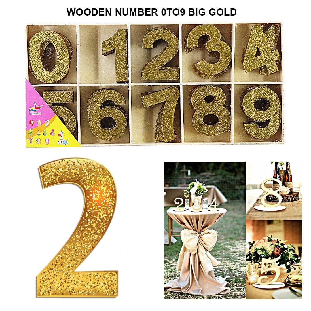 Wooden Number 0To9 Big Gold 40Pcw09Gd Raw4044Gd – Inkarto