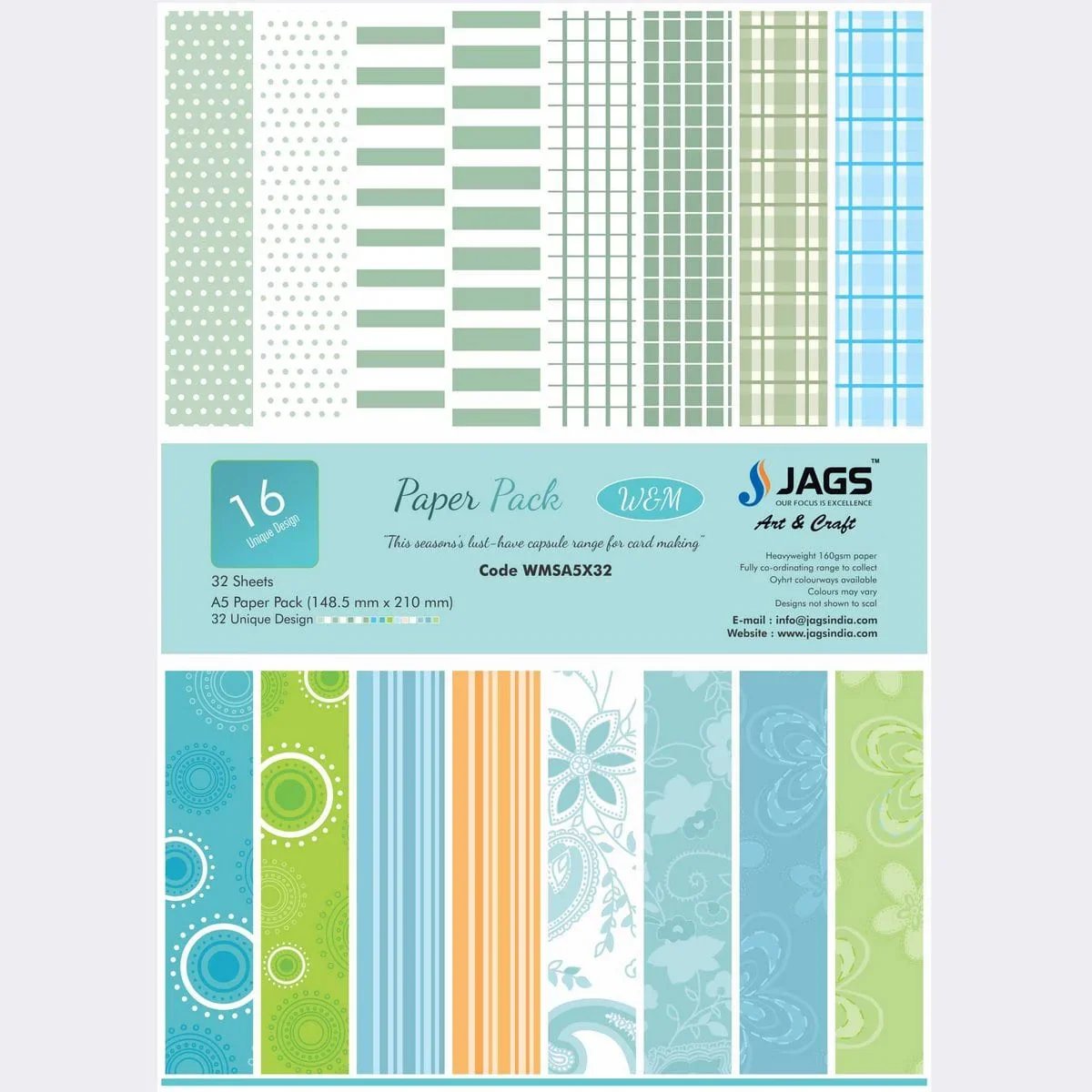 Scrapbooking paper packs ,printed greeting papers of Paper Jags A5 W&M ...